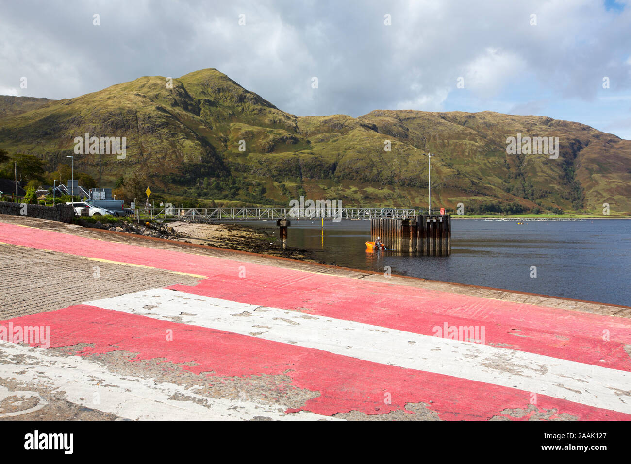 The slipway for the Corran Ferry that crosses Loch Linnhe south of Fort ...