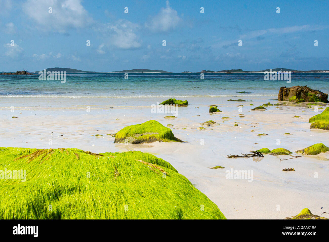 Samson and Tresco seen from Bar Point on St Mary's, Isles of Scilly ...