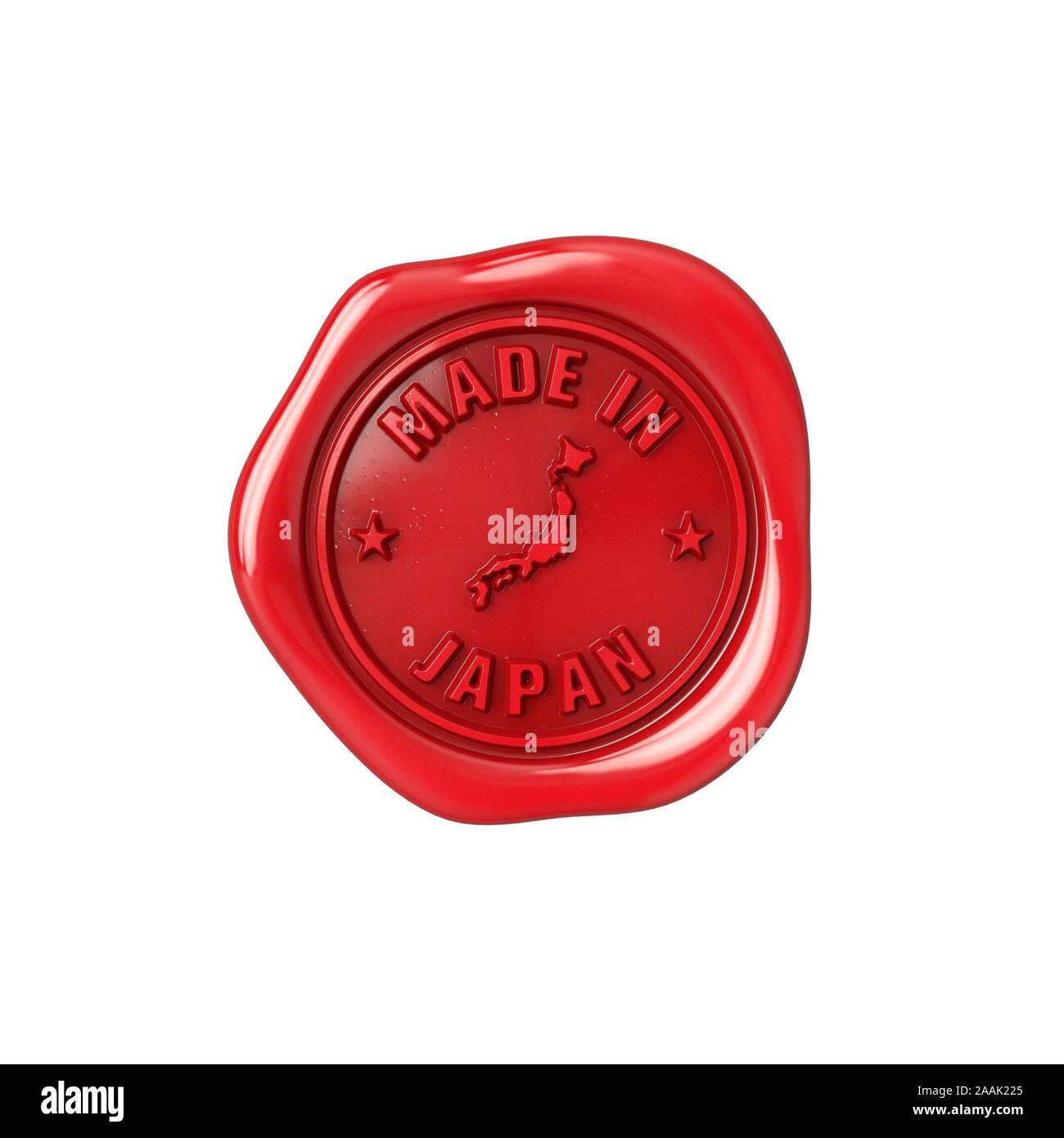 Seal made in Japan. Red sealing wax. Origin stamp Stock Photo - Alamy