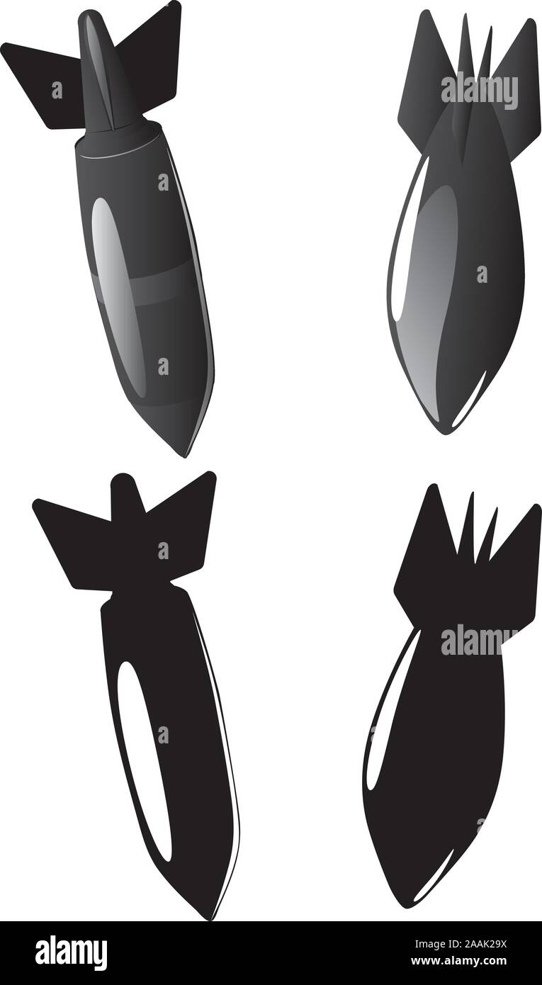 Set of cartoon air bomb silhouettes, abstract bomb design Stock Vector ...