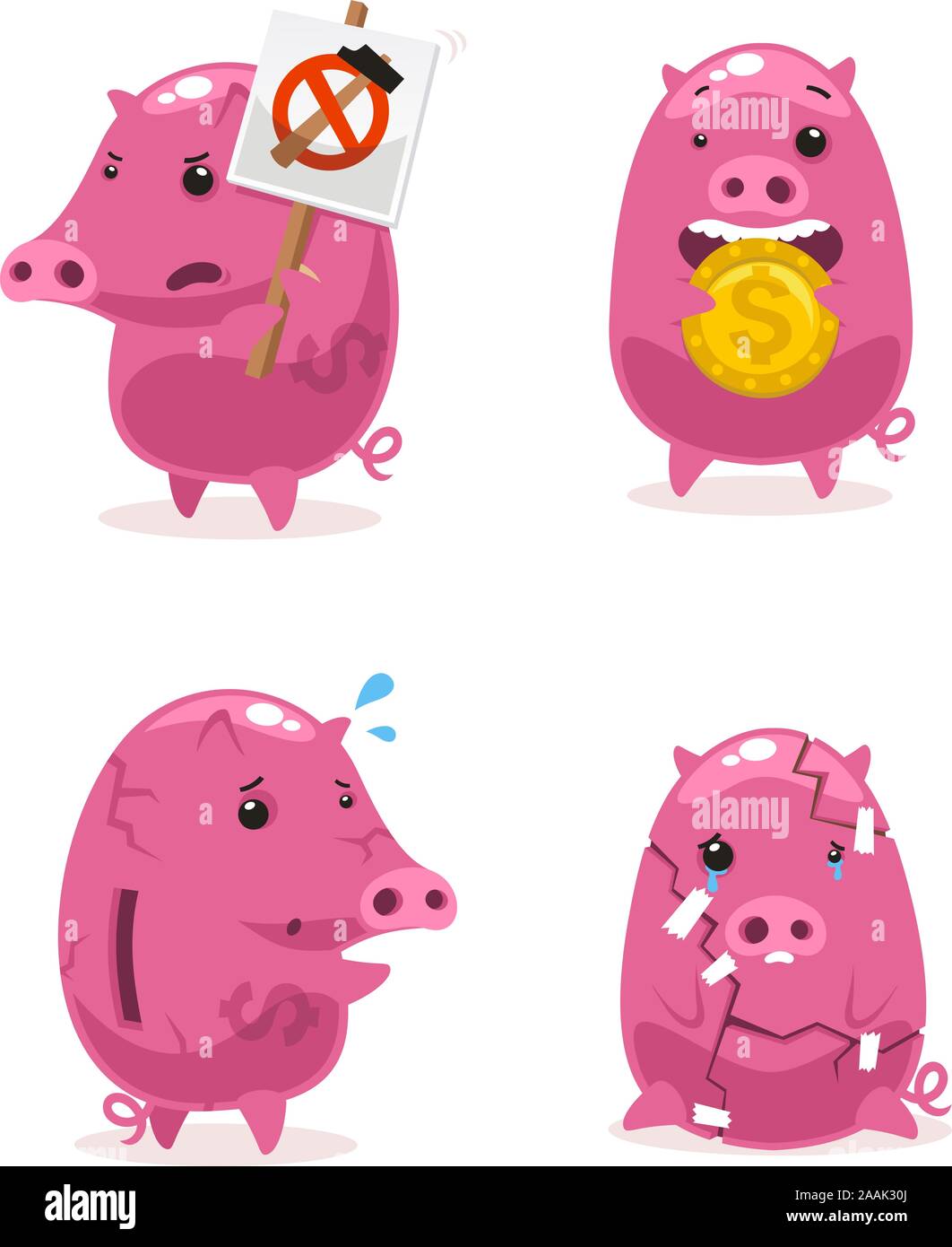 Pink Piggy bank Savings vector illustration Stock Vector Image & Art - Alamy
