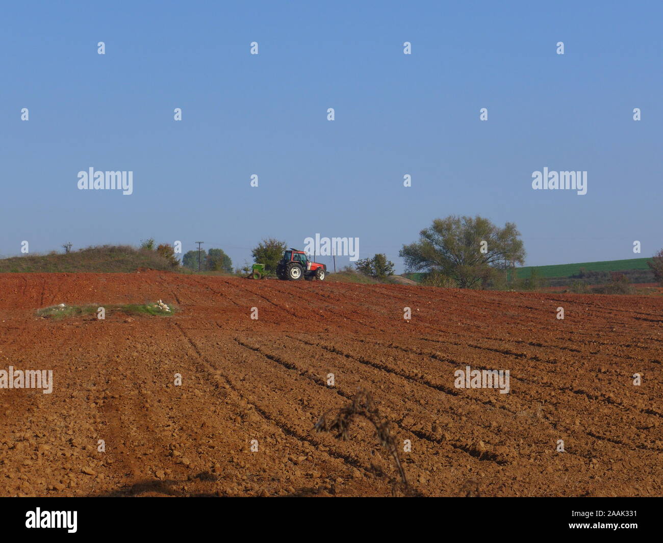 farming & plowing the soil in Chalkidiki, Greece Stock Photo - Alamy