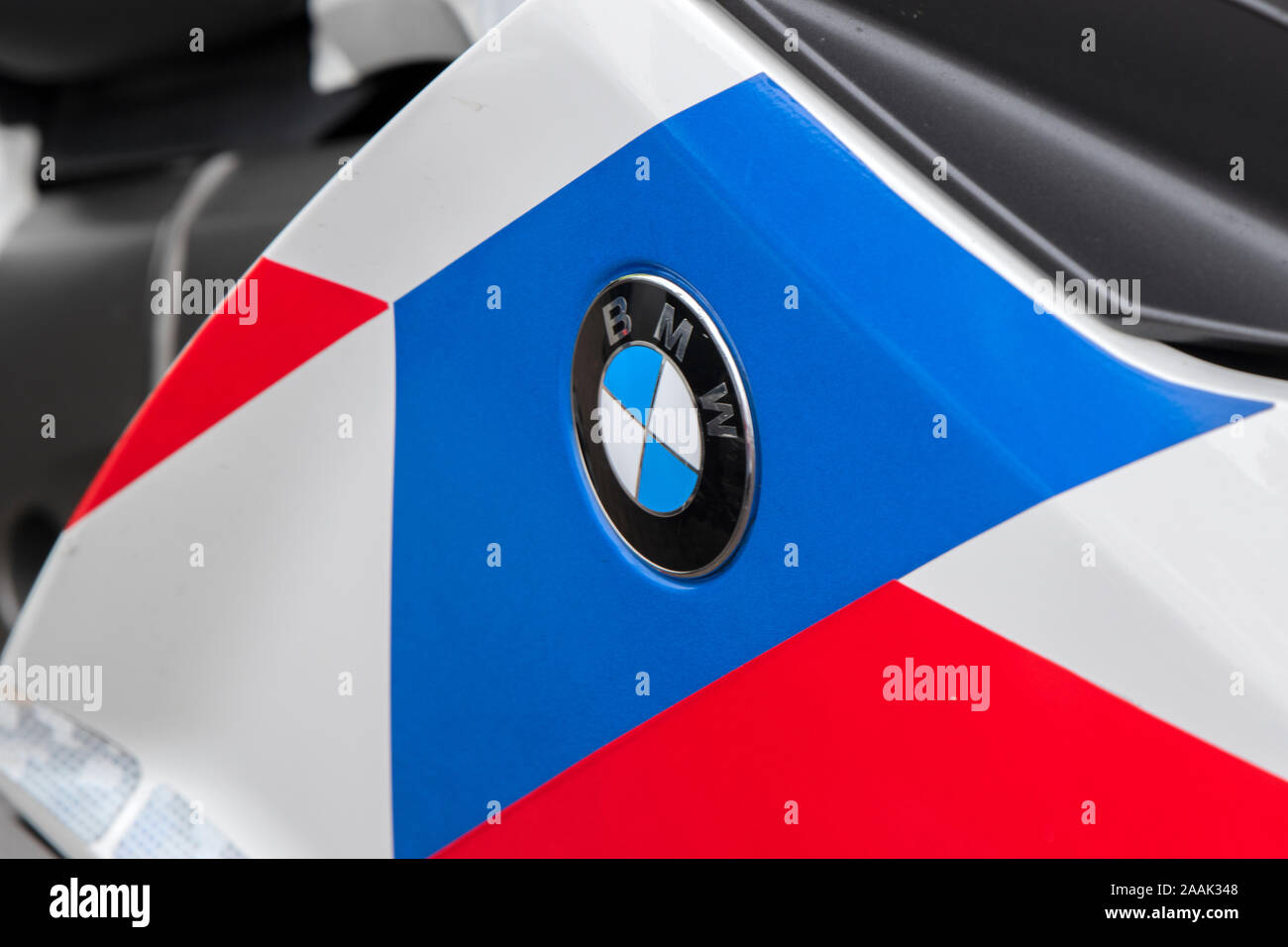 Close BMW Logo On A Police Motor At Amsterdam The Netherlands 2019 ...
