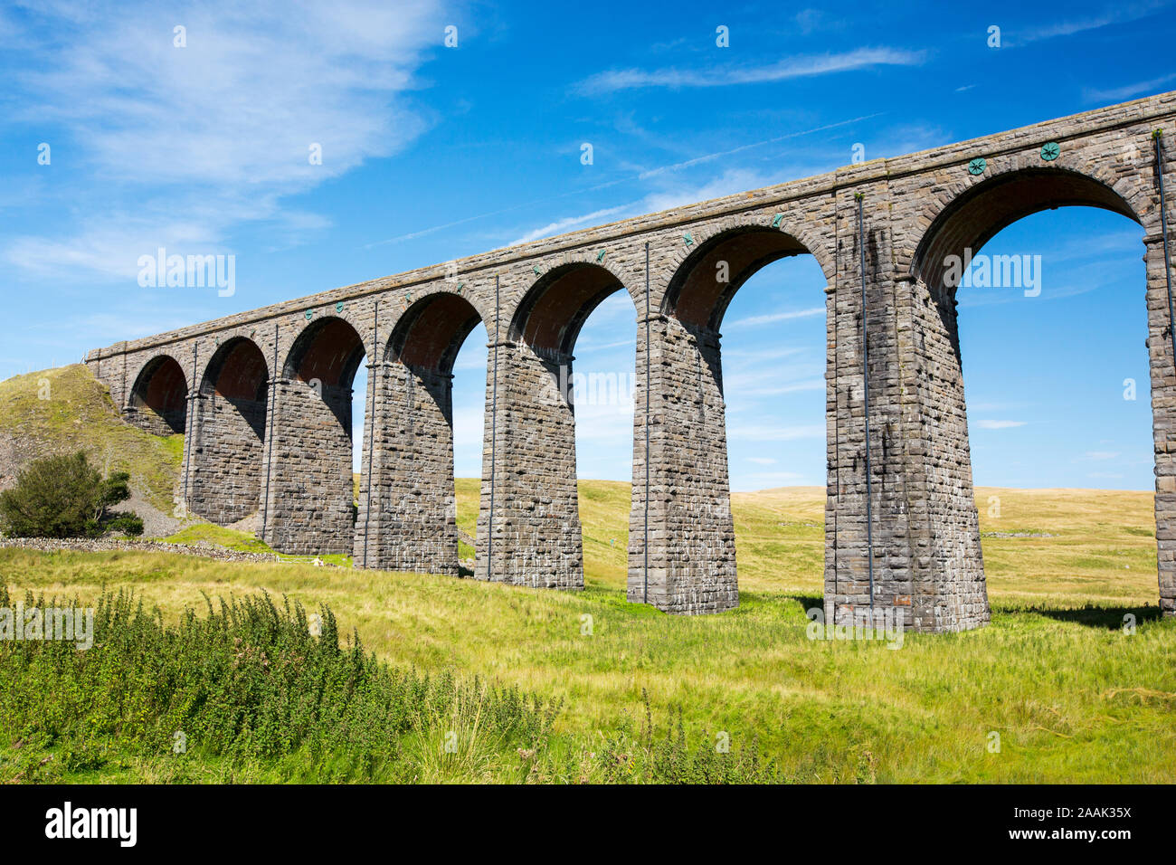 The famous Ribblehead viaduct on the Settle- Carlisle line, Yorkshire ...