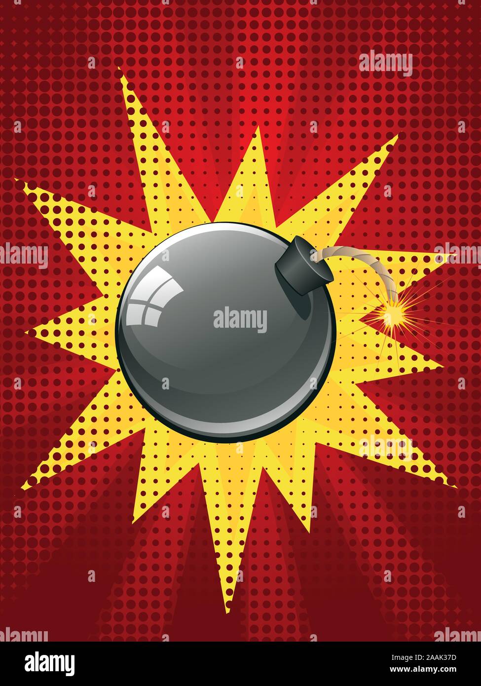 Round black bomb about to explode with burning wick Stock Vector Image ...