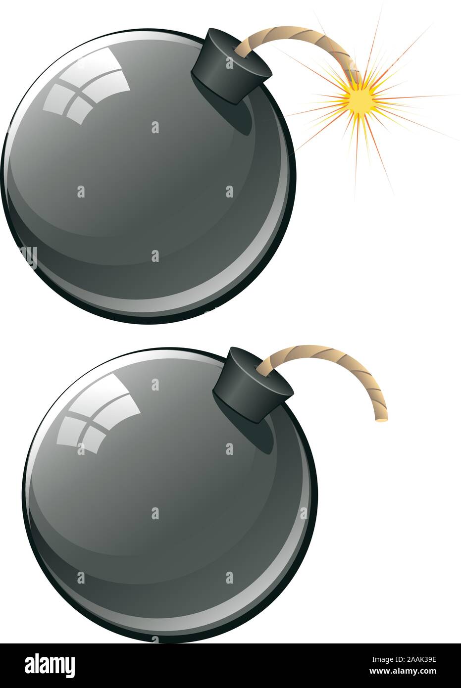 Round black bomb about to explode with burning wick Stock Vector Image ...