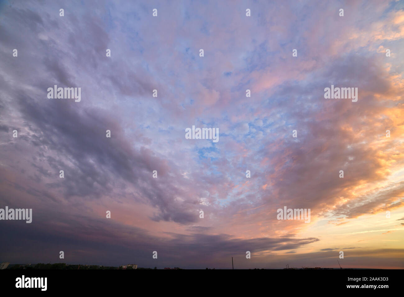 Dramatic sunset sky with orange clouds Stock Photo - Alamy