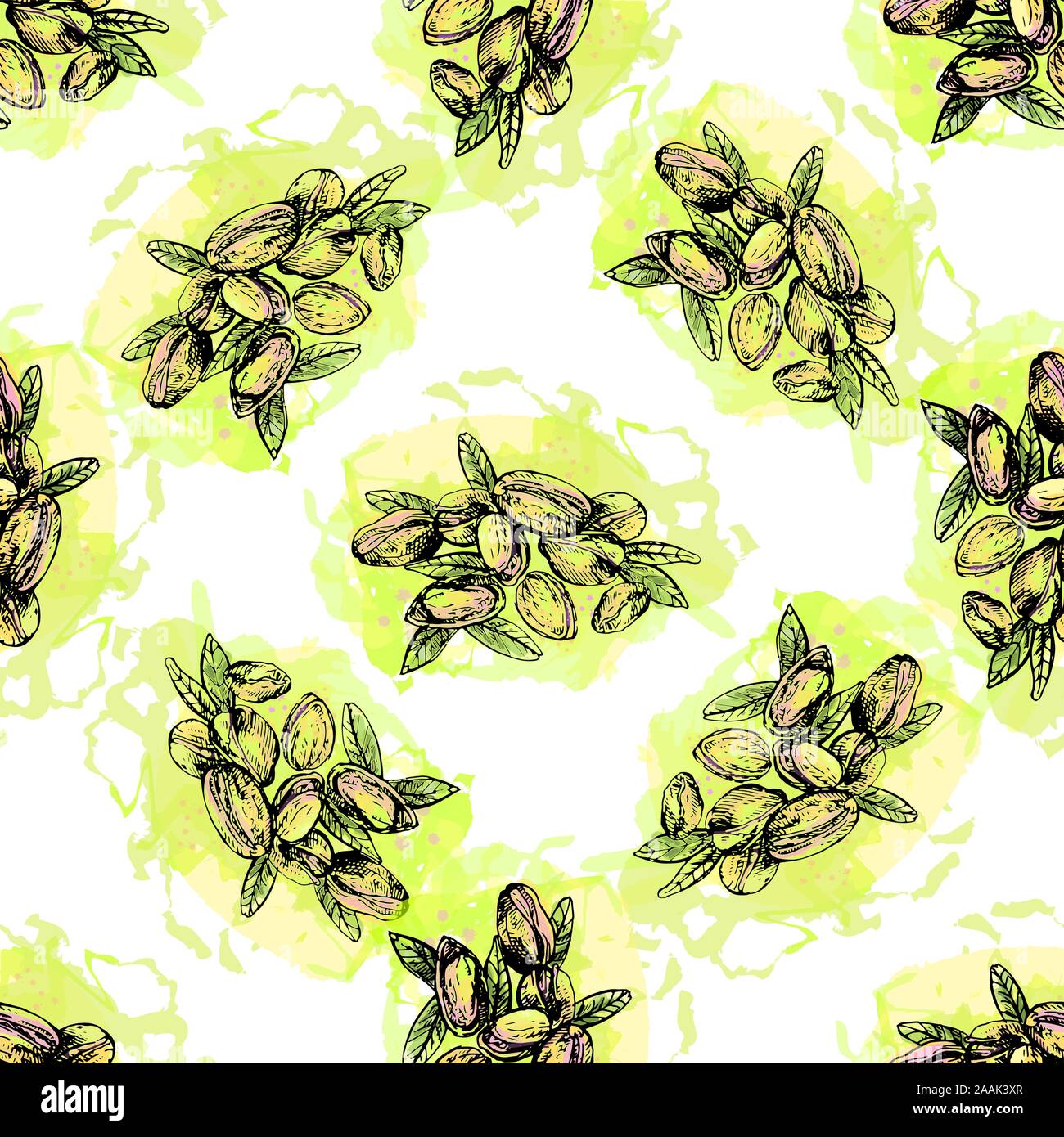 Seamless pattern of hand drawn sketch style pistachios isolated on ...