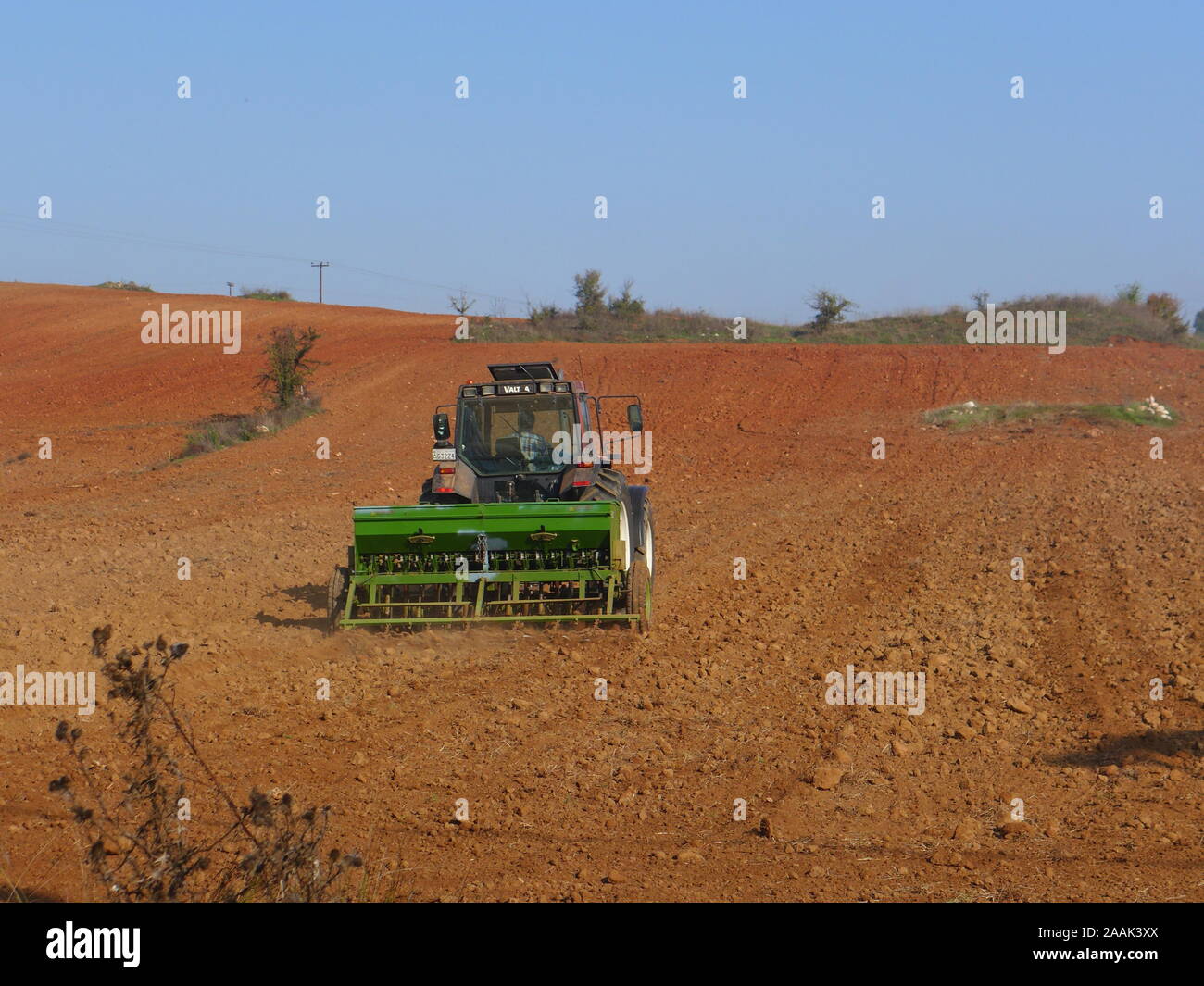 farming & plowing the soil in Chalkidiki, Greece Stock Photo - Alamy