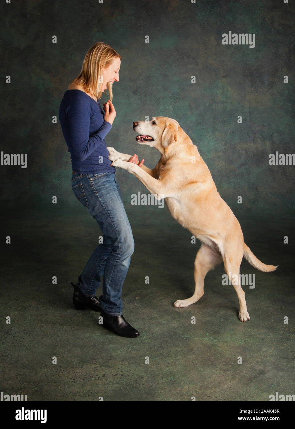 Woman with golden retriever hi-res stock photography and images - Alamy