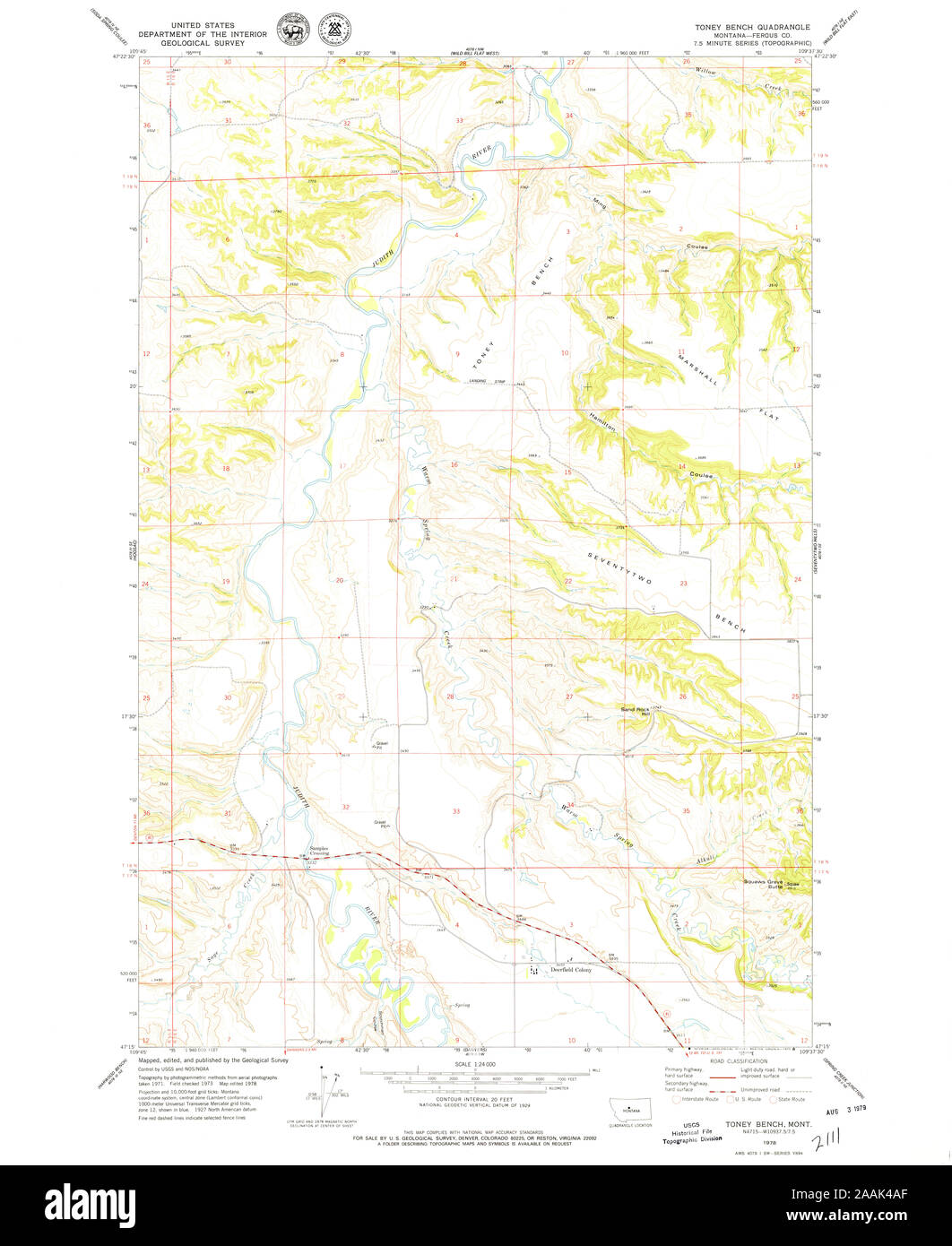 USGS TOPO Map Montana MT Toney Bench 267228 1978 24000 geo Restoration ...