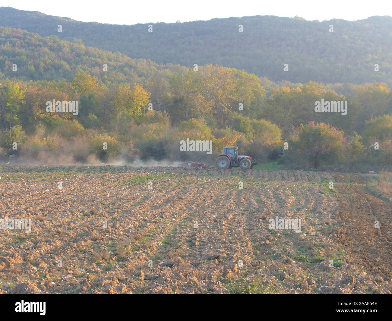 farming & plowing the soil in Chalkidiki, Greece Stock Photo - Alamy