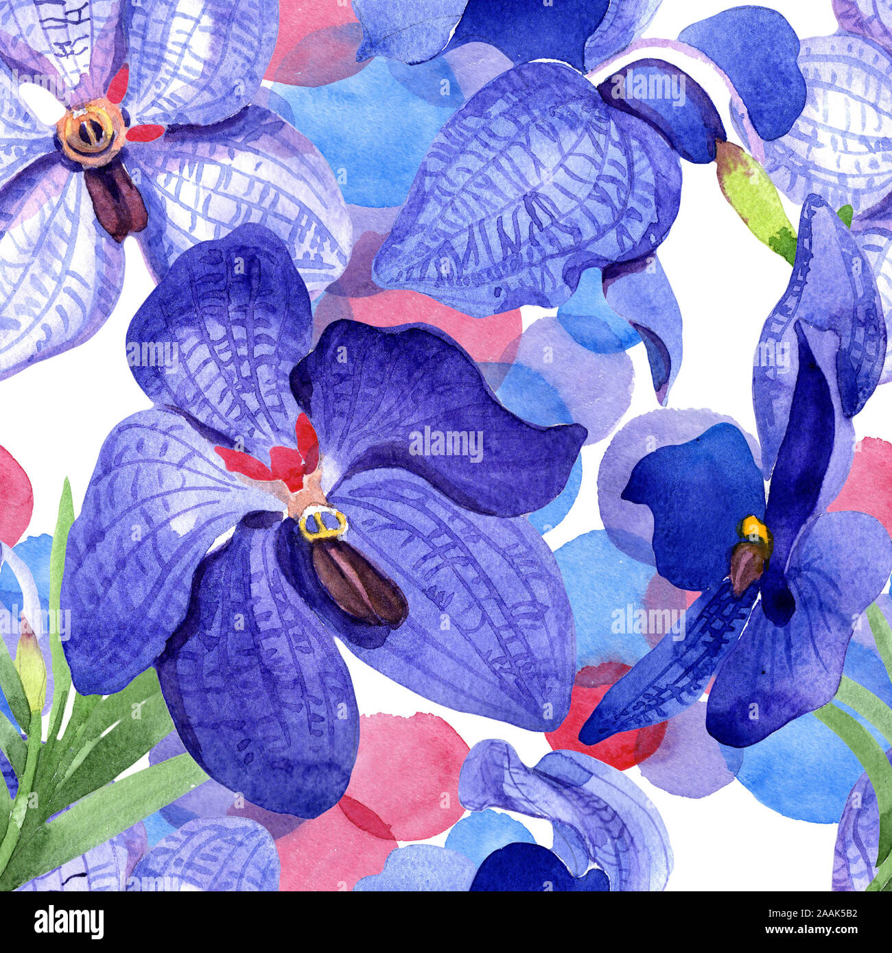 Orchid blue vanda. Seamless background pattern. Fabric wallpaper print ...