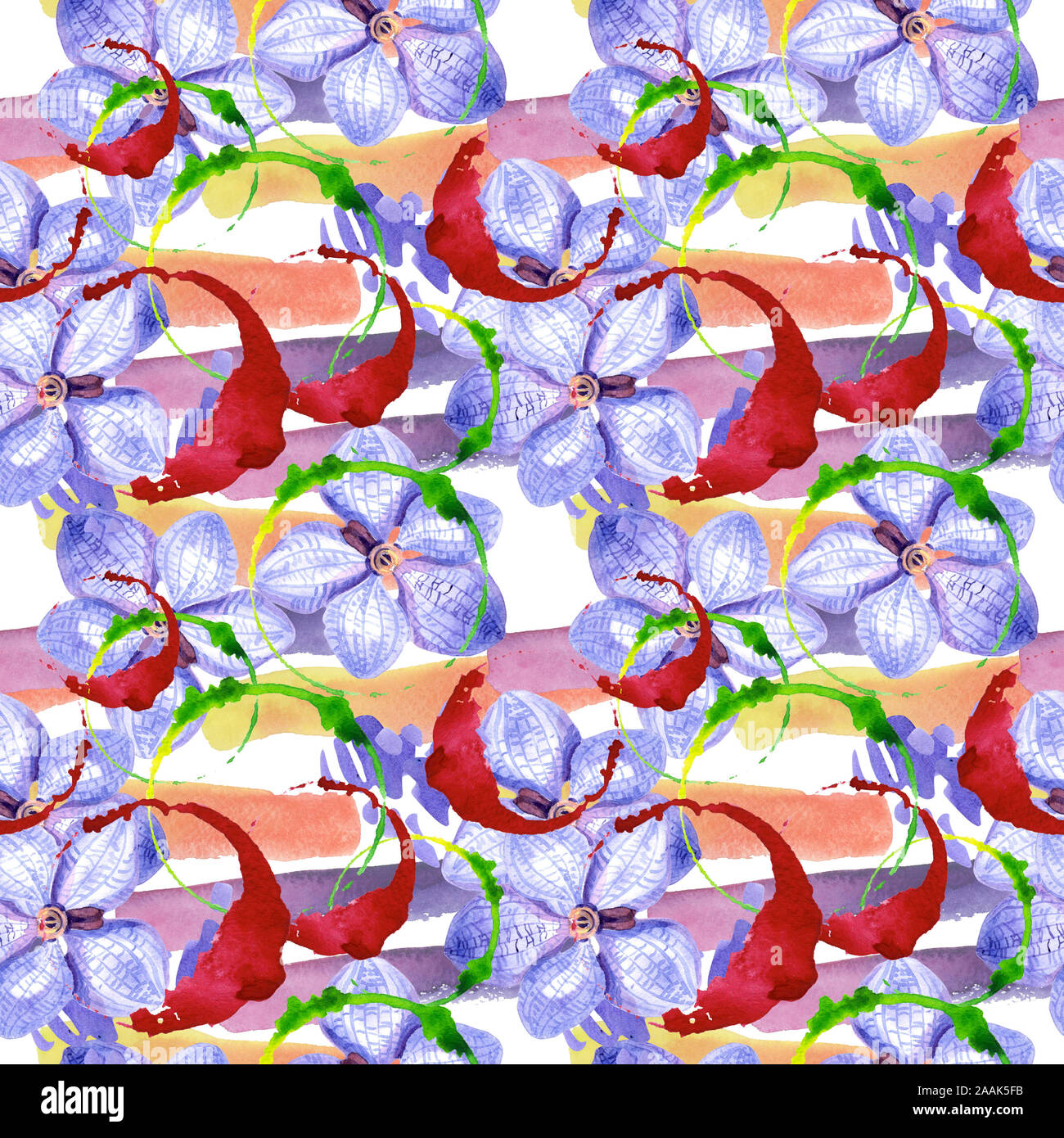 Orchid blue vanda. Seamless background pattern. Fabric wallpaper print ...