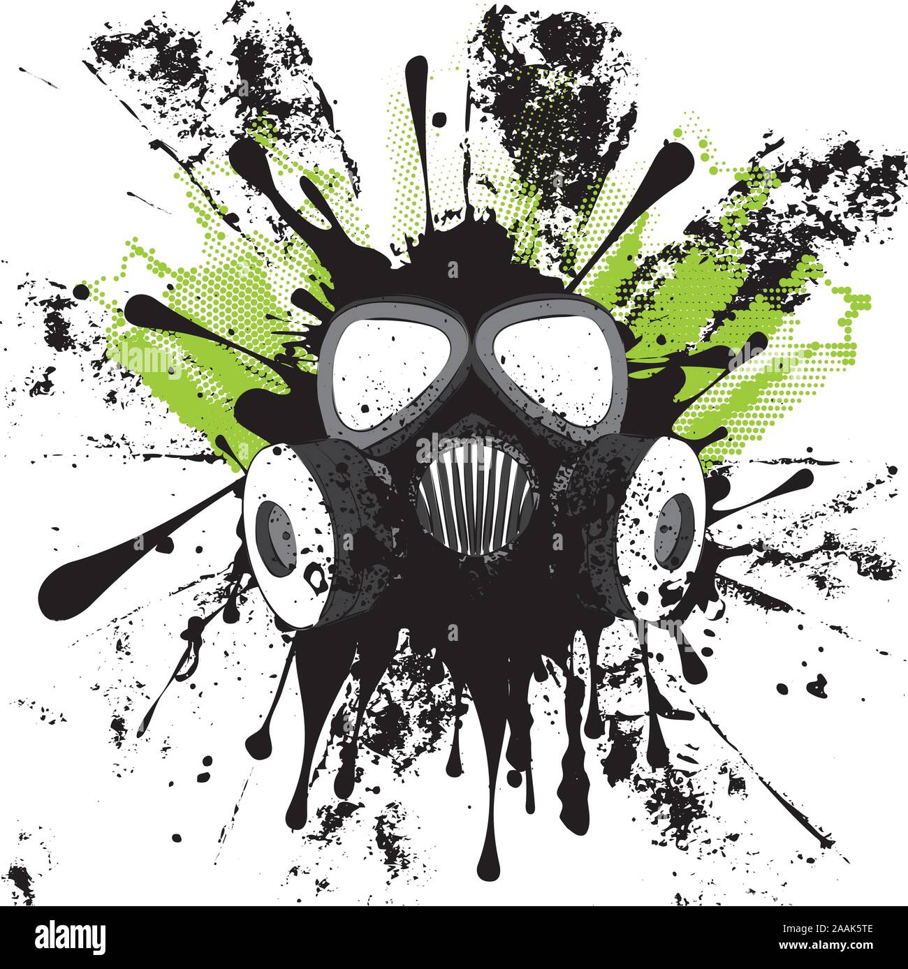 Cartoon grunge gas mask with splatters design illustration Stock Vector ...