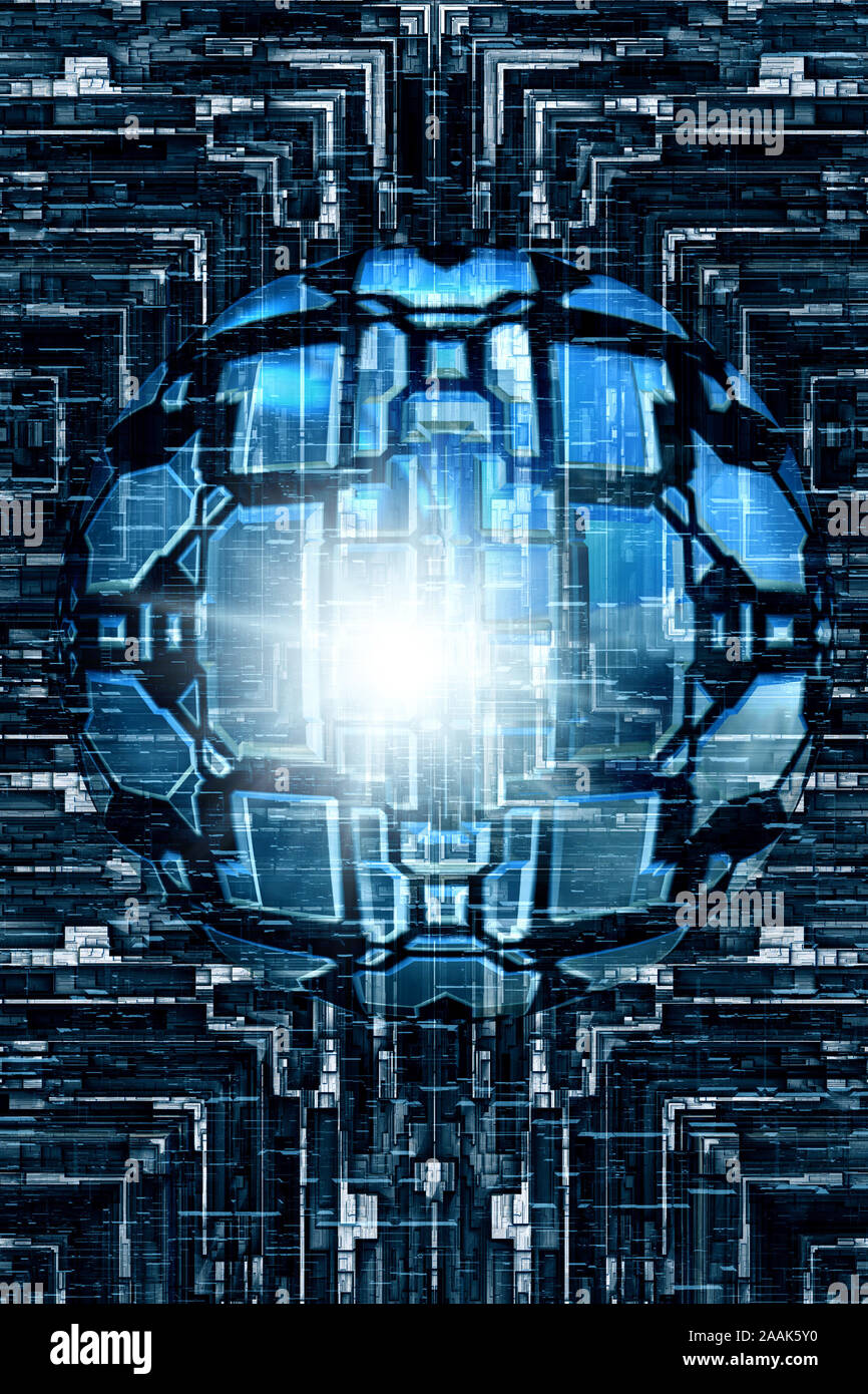 science fiction illustration with an alien sphere Stock Photo - Alamy