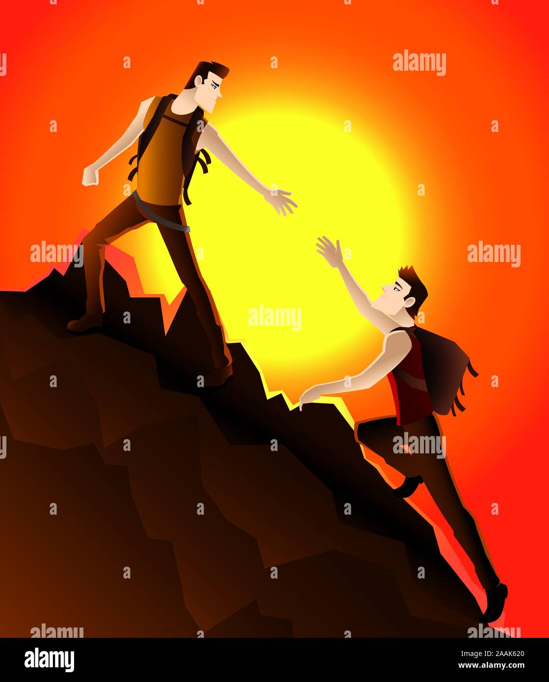 Two men rock climbing Stock Vector Images - Alamy