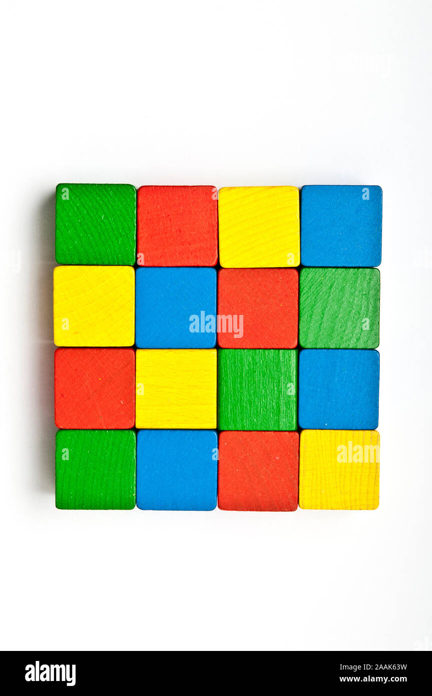 colorful wooden cubes forming a square shape isolated Stock Photo - Alamy