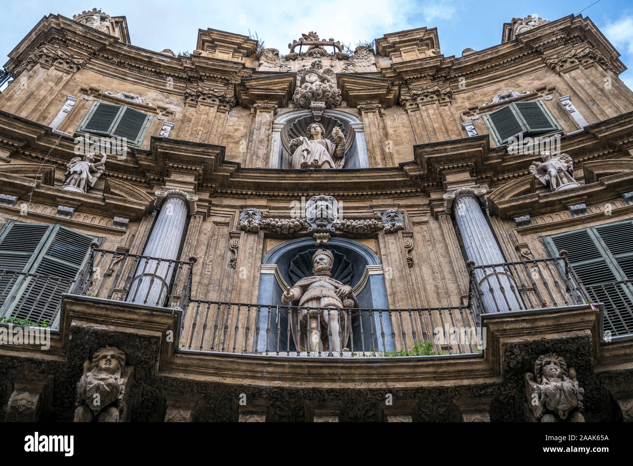 Fassade des barocken Platz Quattro Canti, Palermo, Sizilien, Italien ...