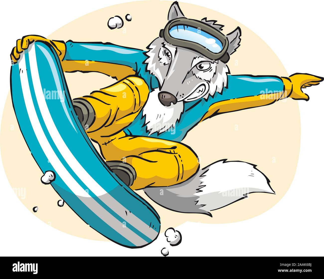 Wolf snow boarding cartoon illustration Stock Vector Image & Art - Alamy