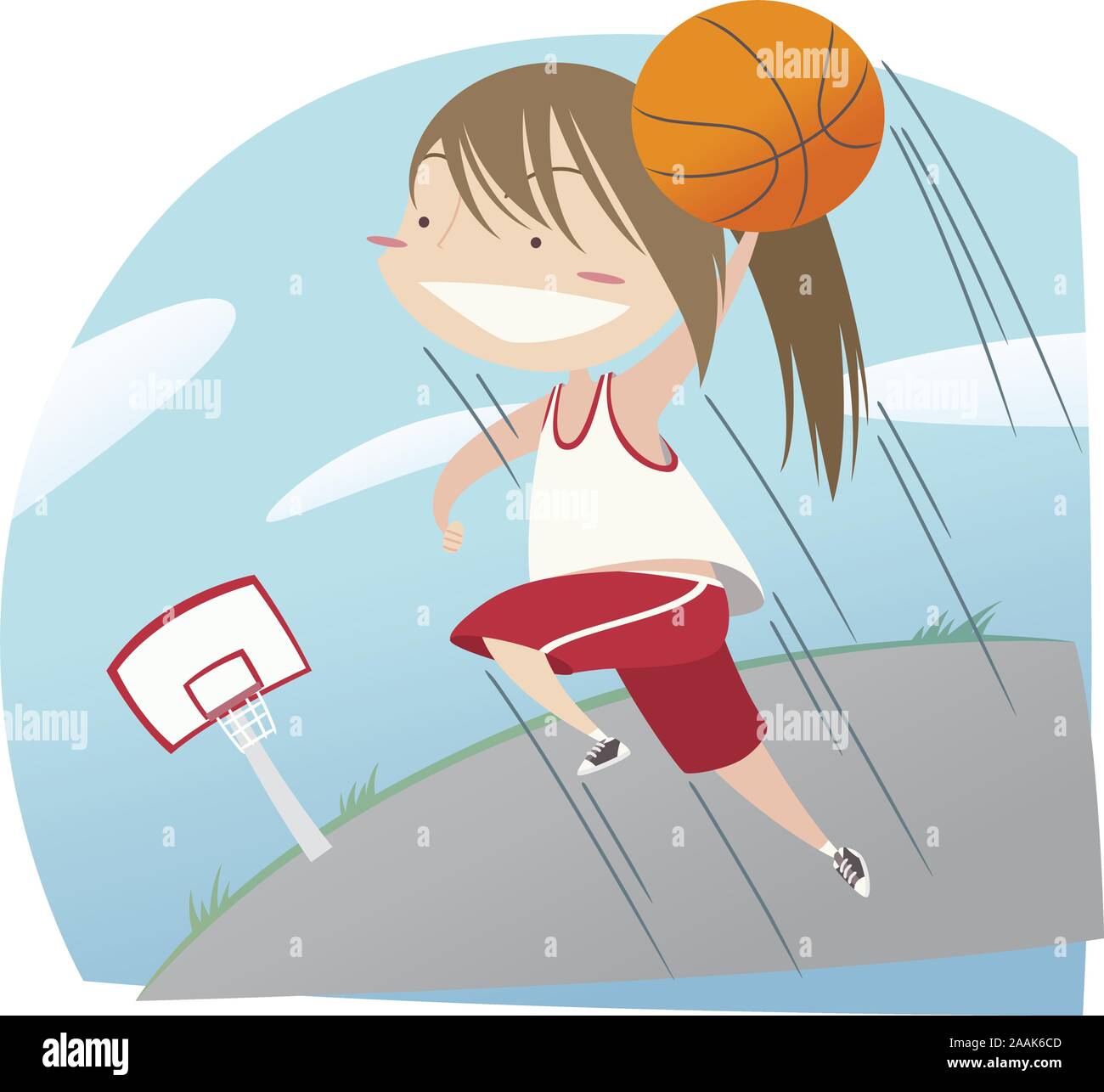 Basketball girl dunk illustration Stock Vector Image & Art - Alamy