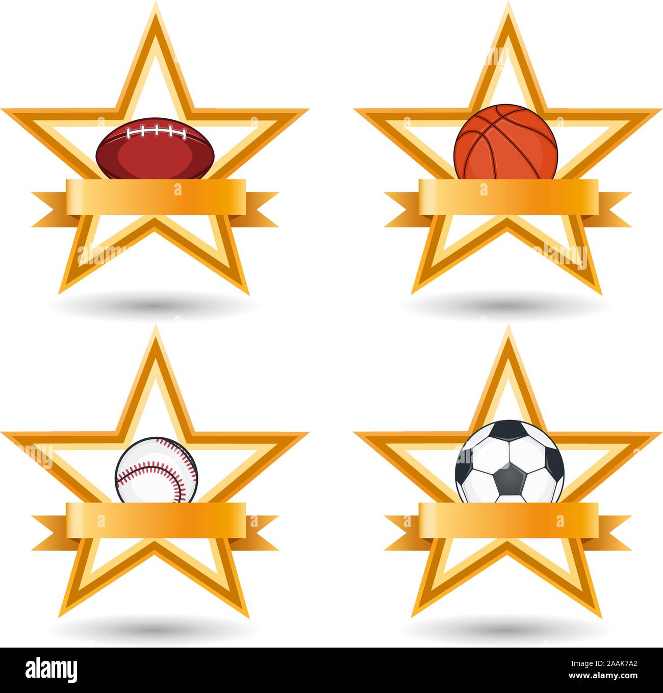 Sport balls in stars emblems illustrations Stock Vector Image & Art - Alamy
