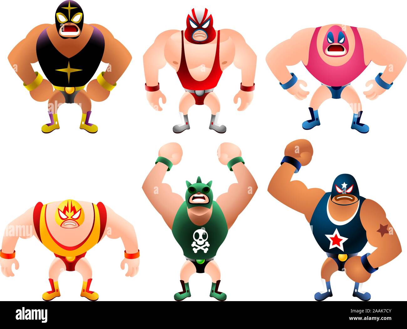 Mexican Wrestler Battle Acrobat Fighter Lucha Libre, vector ...