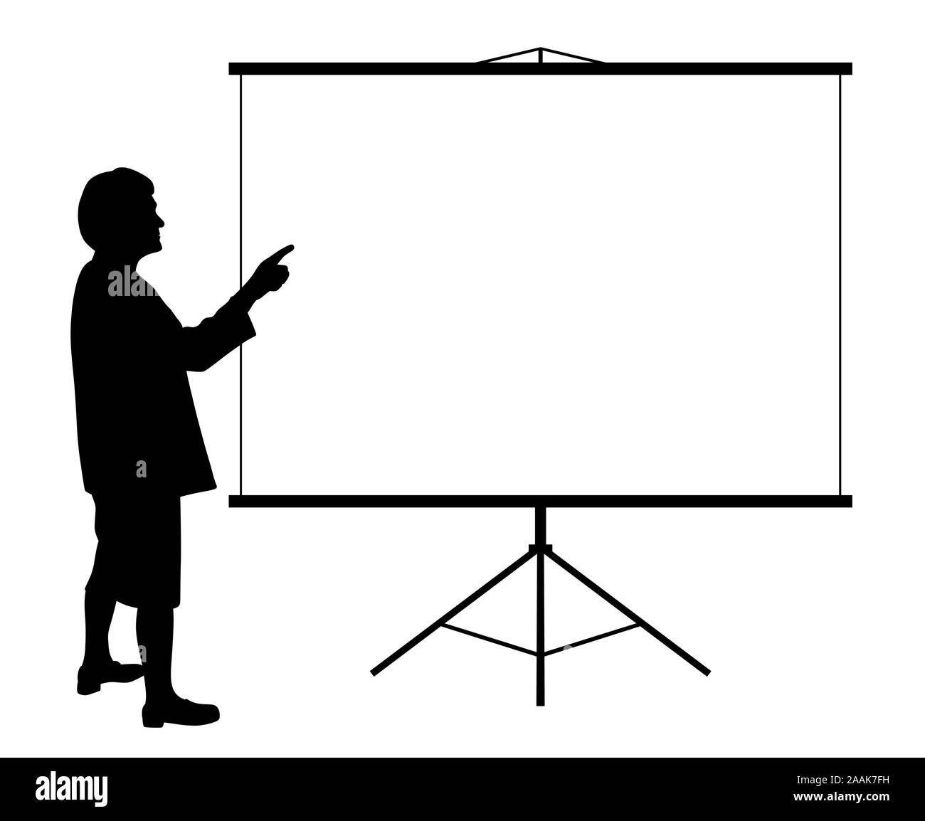 Woman showing presentation on projection screen Stock Vector Image ...