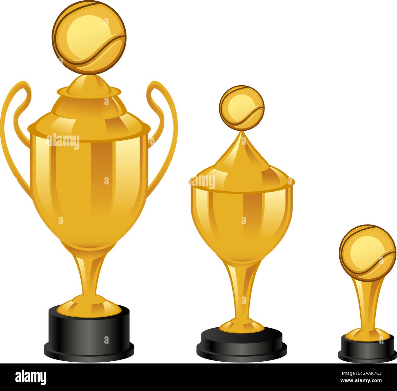 Tennis golden trophies cartoon illustrations Stock Vector Image & Art ...