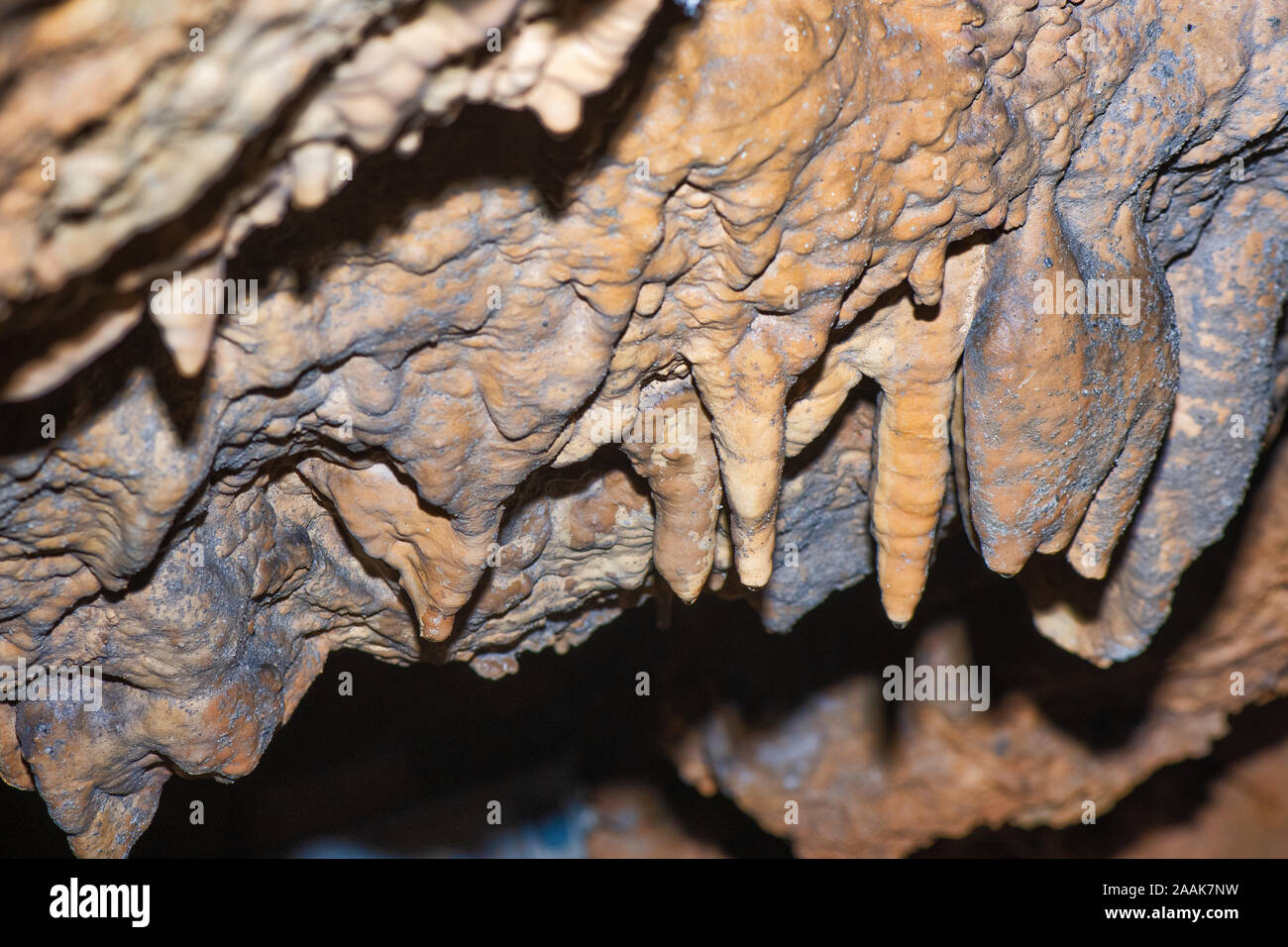 Details of underground limestone in caves visited by spelunkers Stock ...