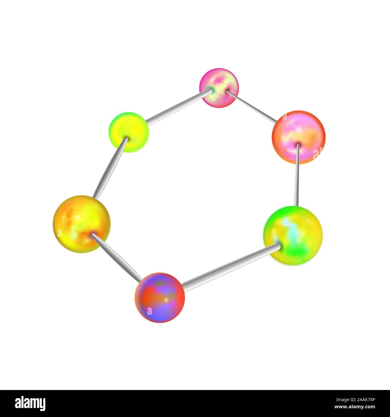 Complicated chemical structure with atomic bonds in hexagon shape ...