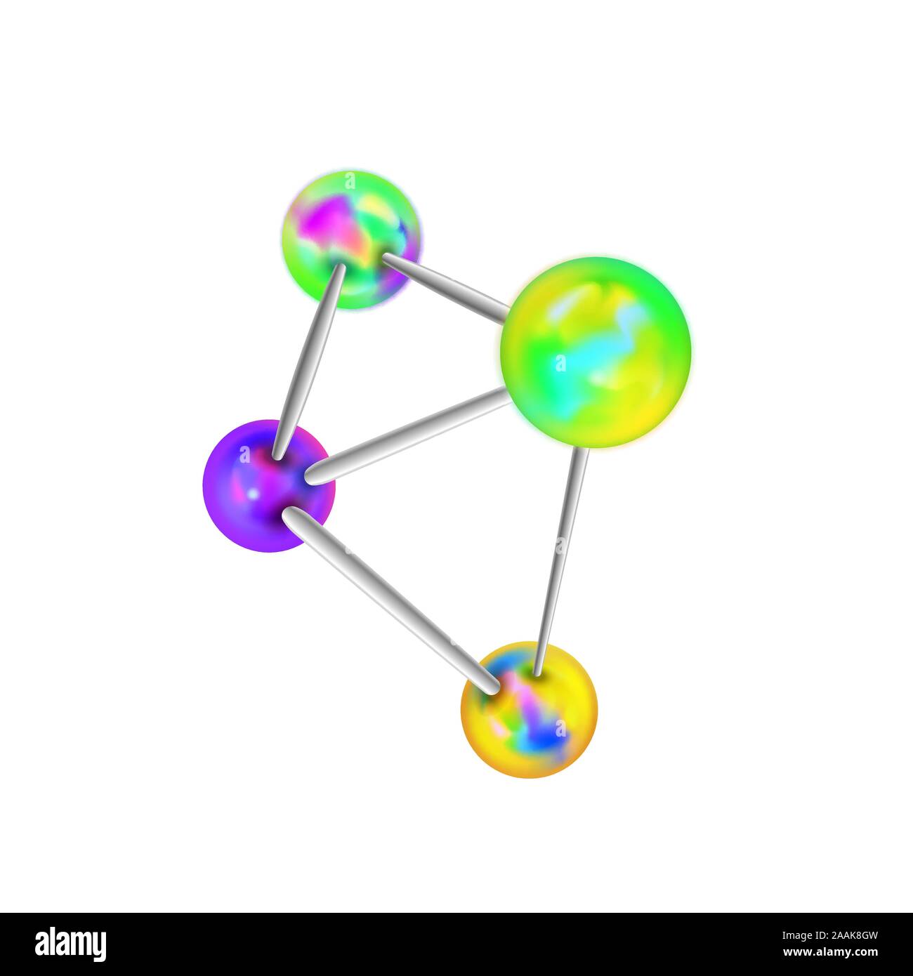 Complicated chemical structure with atomic bonds isolated on white ...