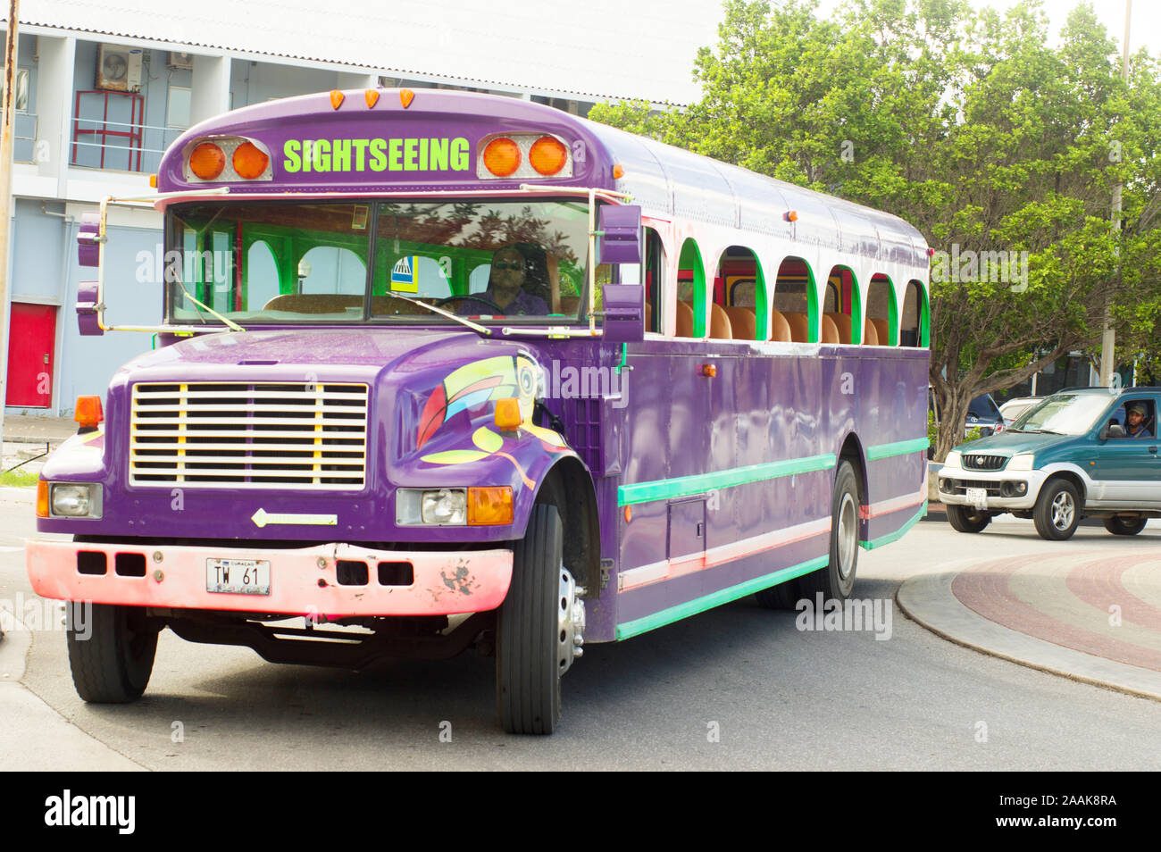 Willemstad, Curacao - October 23, 2019: Sightseeing tour bus on the ...