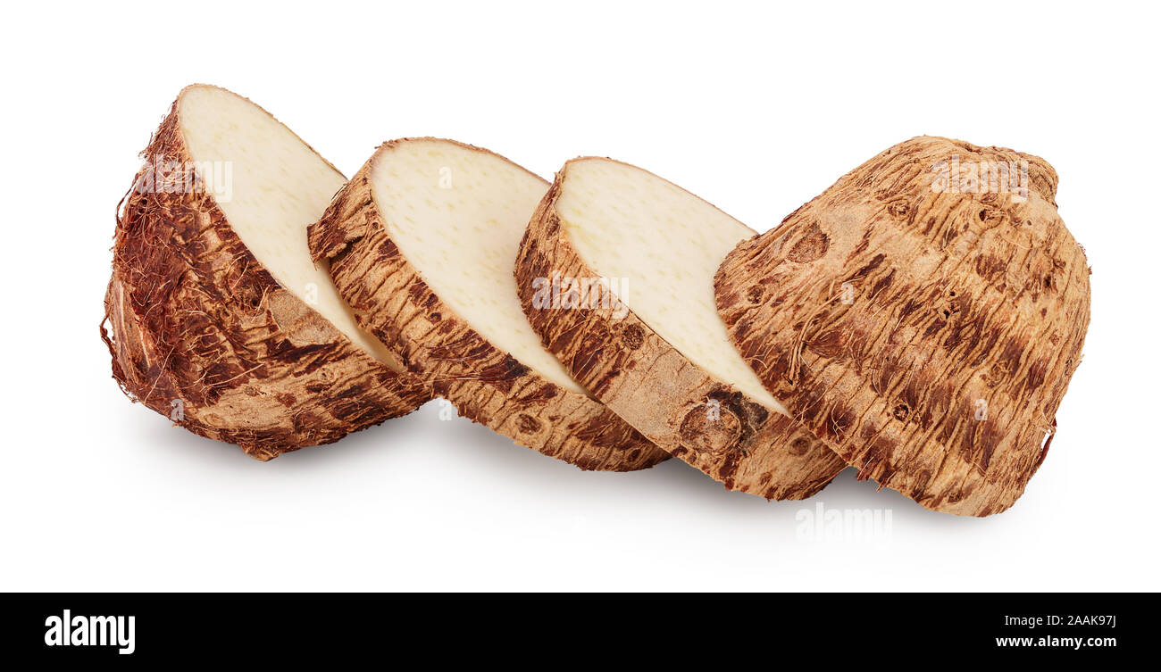 fresh taro root isolated on white background Stock Photo - Alamy