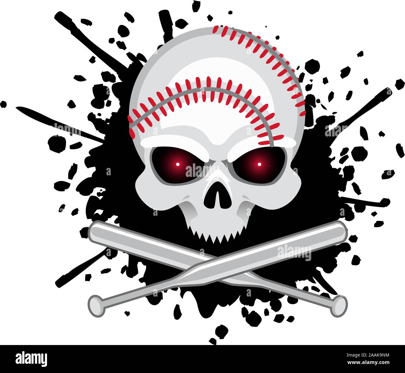 Baseball Skull Splash vector illustration Stock Vector Image & Art - Alamy