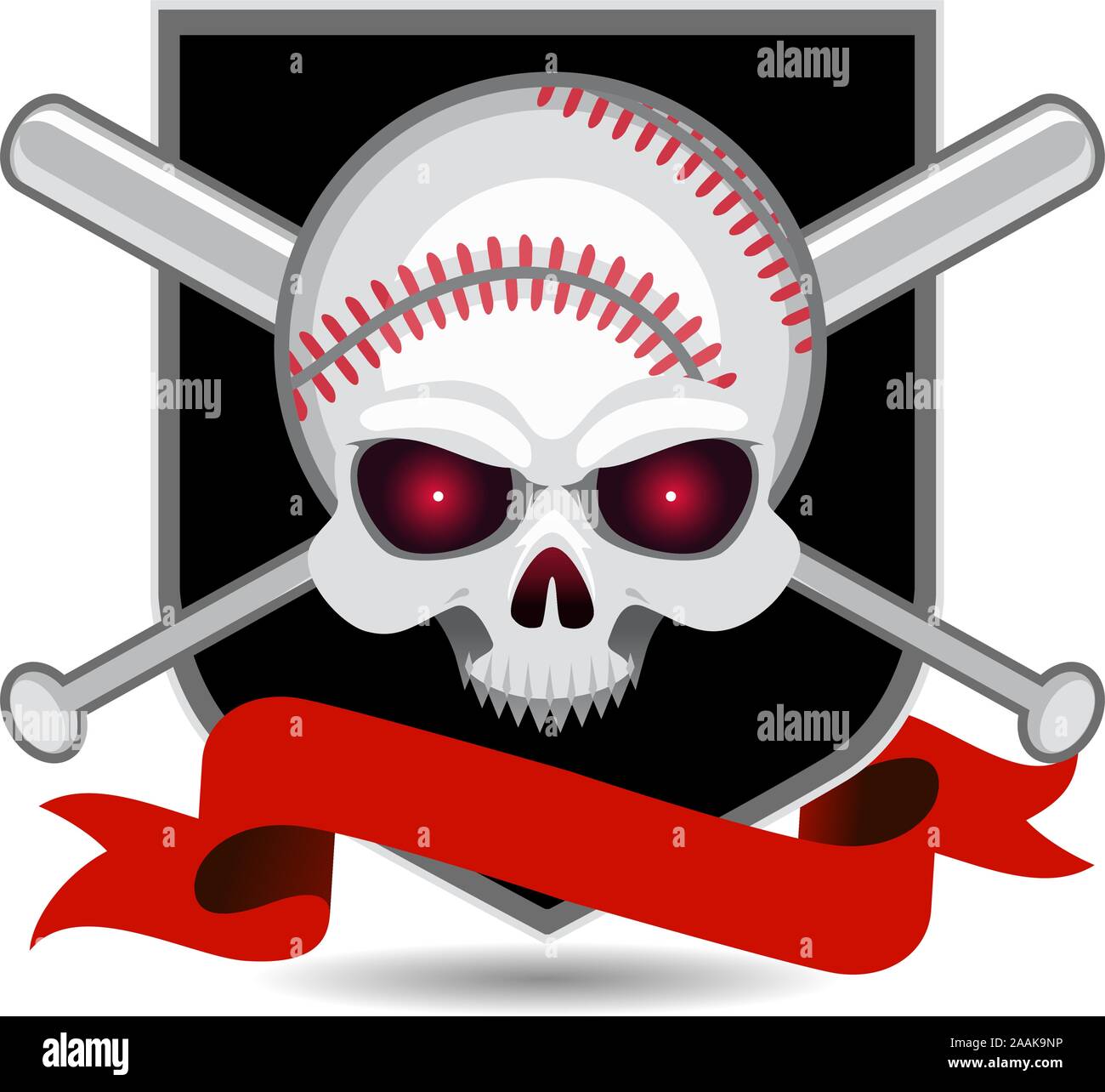 American Baseball Skull Insignia vector illustration Stock Vector Image ...