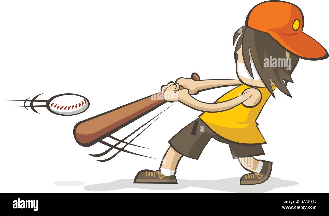 Young boy hitting a baseball ball Stock Vector Image & Art - Alamy