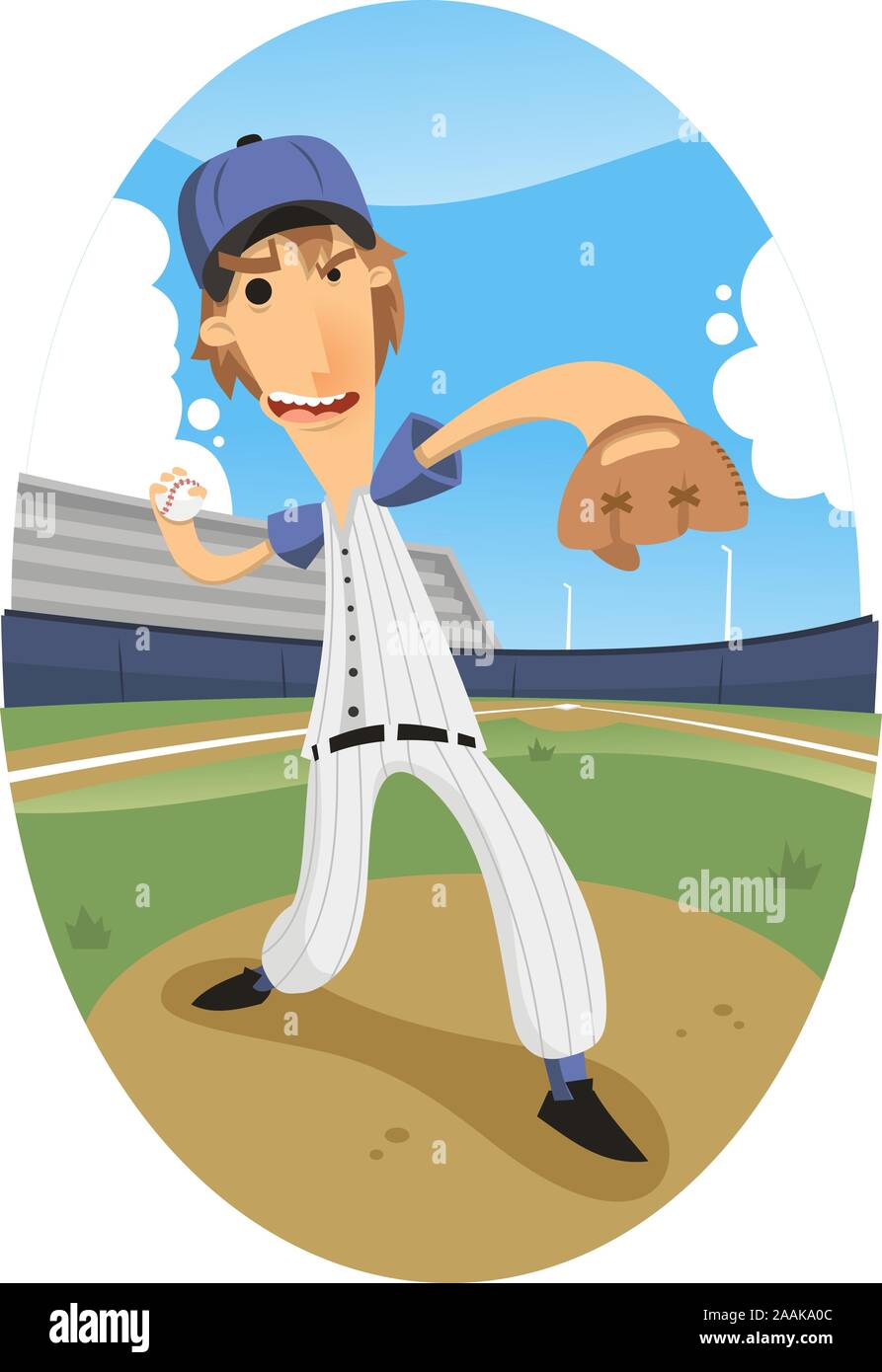 pitcher throwing a fastball at a baseball game at a stadium Stock ...