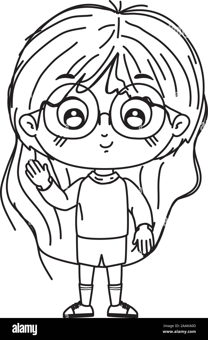 Little Girl Cartoon Black and White Stock Photos & Images - Alamy