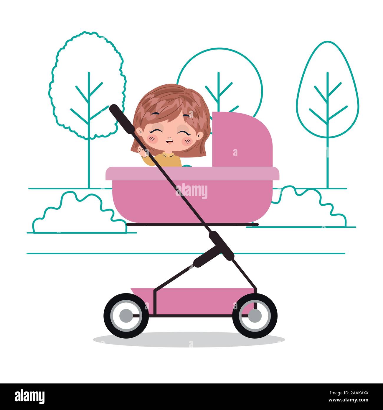 girl cartoon inside stroller vector design Stock Vector Image & Art - Alamy