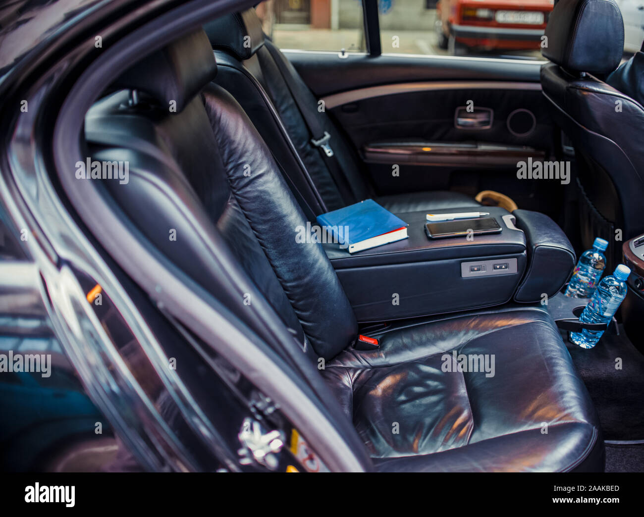 Car interior with back seats, sunlight flaring through Stock Photo - Alamy