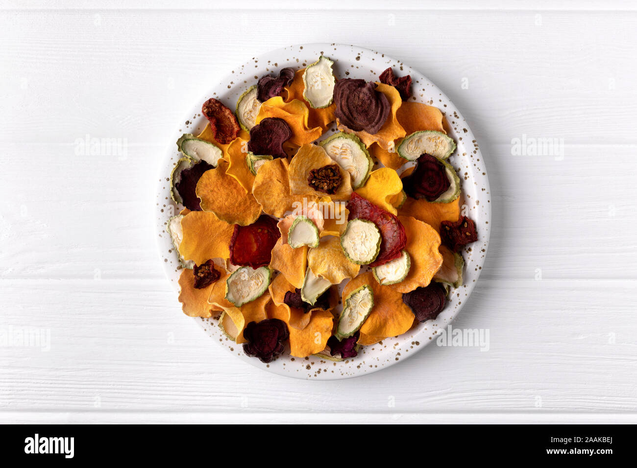 Crisp crunchy organic vegetable chips with oven-baked pumpkin, beetroot ...