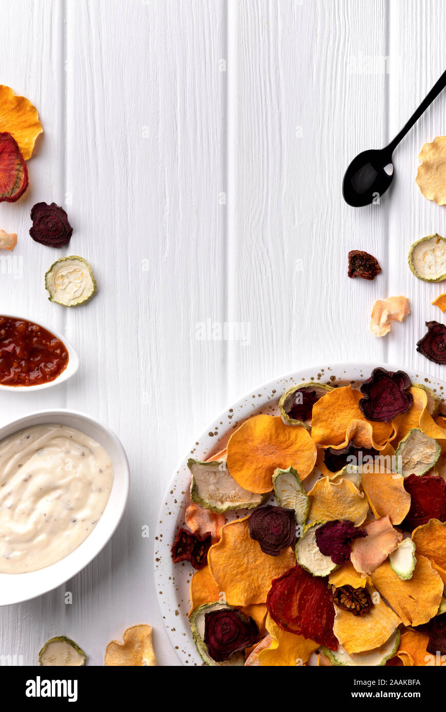 Crisp crunchy organic vegetable chips with oven-baked pumpkin, beetroot ...