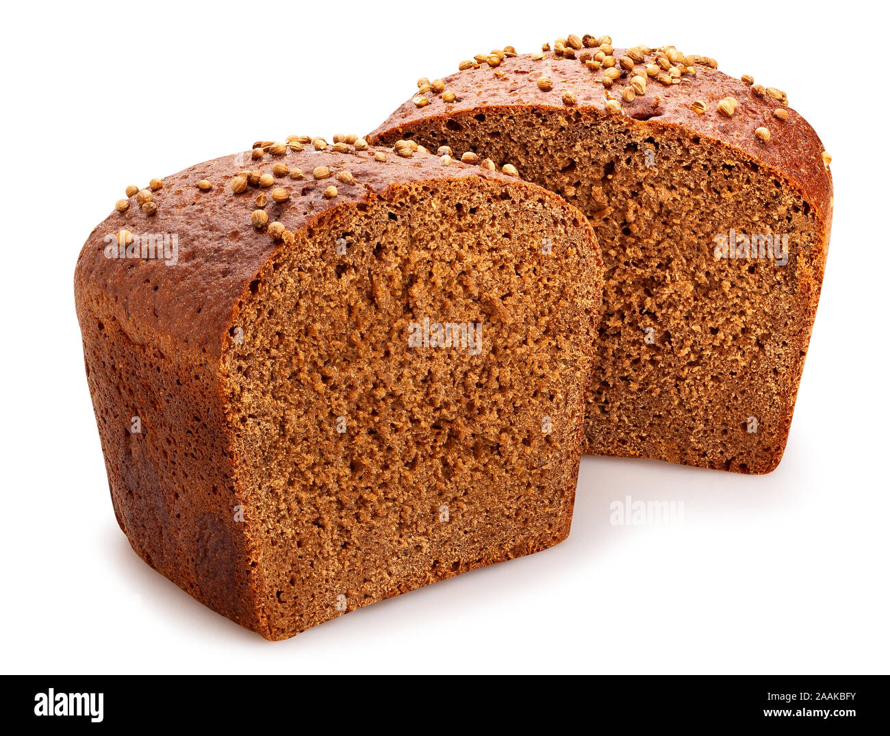sliced brown coriander bread path isolated on white Stock Photo - Alamy
