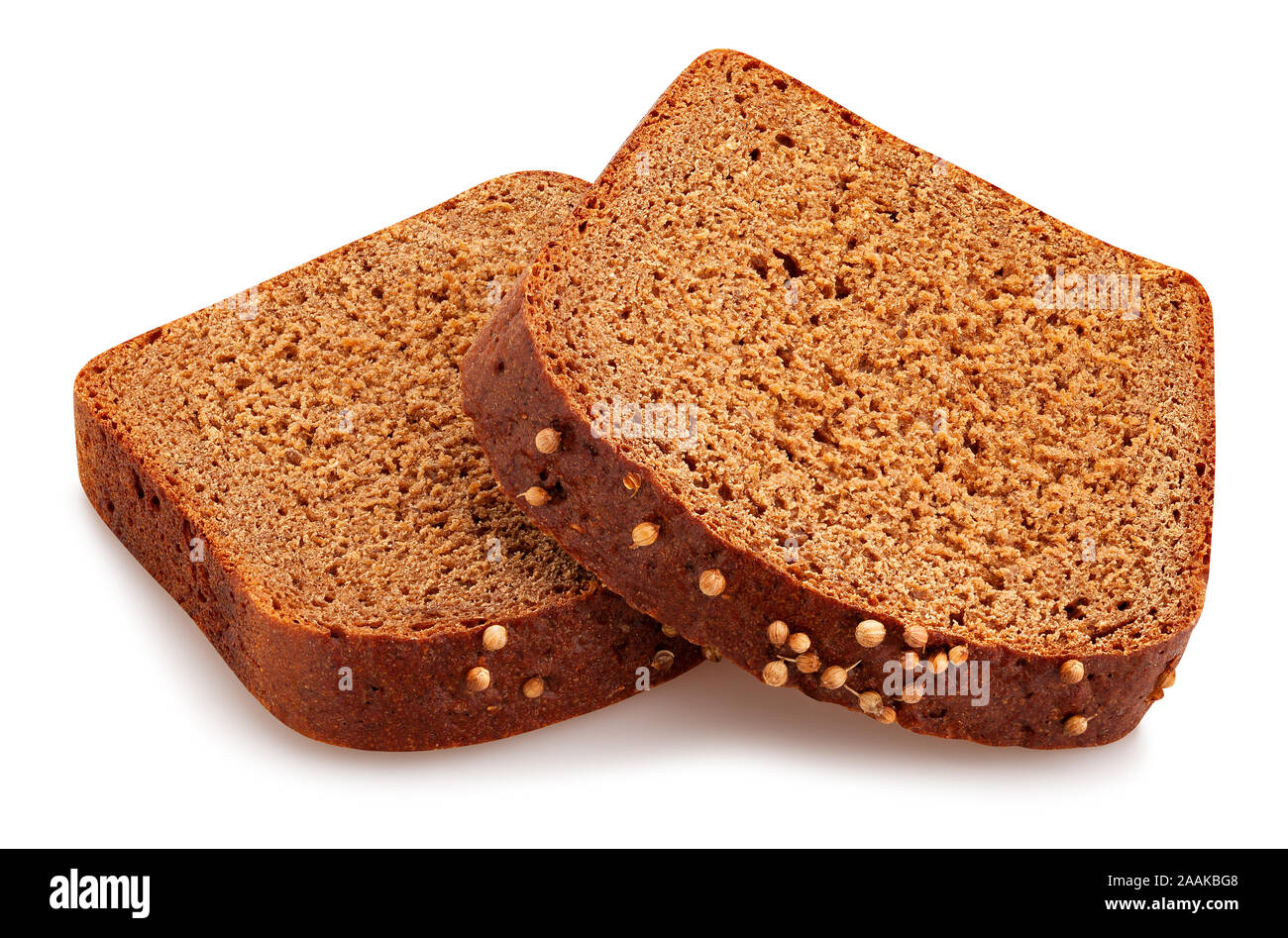 sliced brown coriander bread path isolated on white Stock Photo - Alamy
