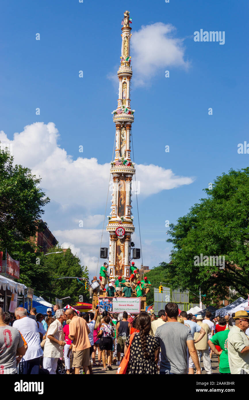 New York, USA - August 12, 2018: the Giglio Feast took place in East Harlem, Brooklyn, in front ...
