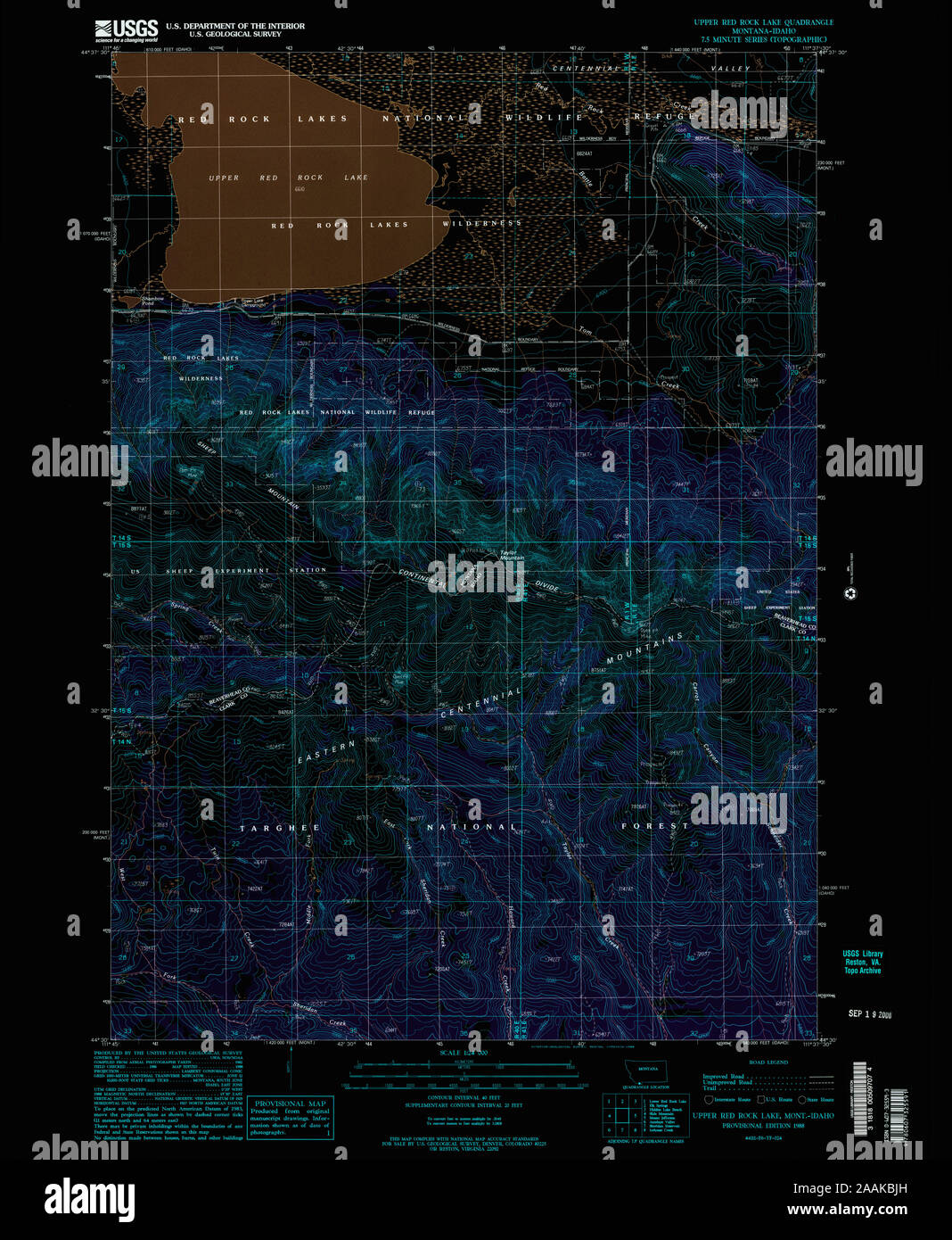 USGS TOPO Map Montana MT Upper Red Rock Lake 267347 1988 24000 geo ...