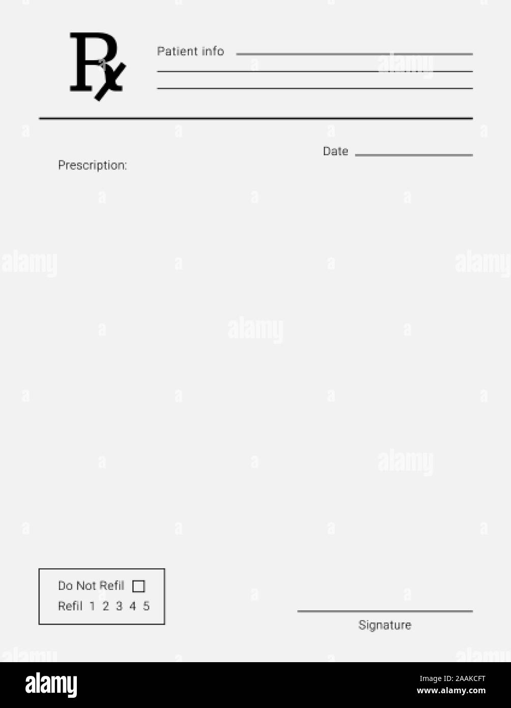 Blank Rx form for medical treatment prescription and drugs list Stock ...