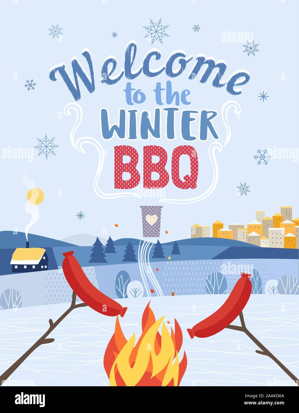 Winter BBQ welcome invitation vector poster Stock Vector Image & Art ...