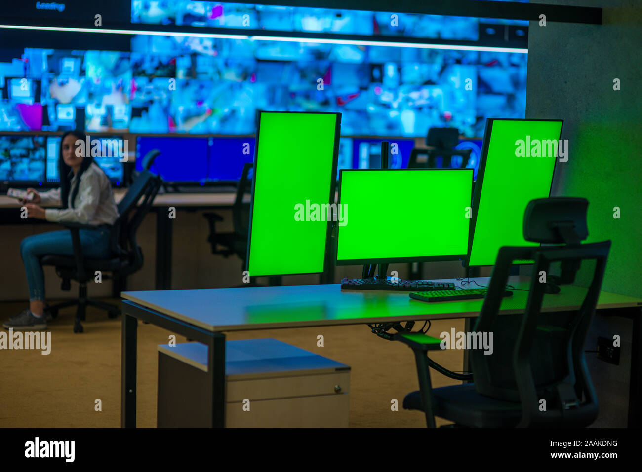 Modern surveilance control room and computer CCTV monitors Stock Photo ...